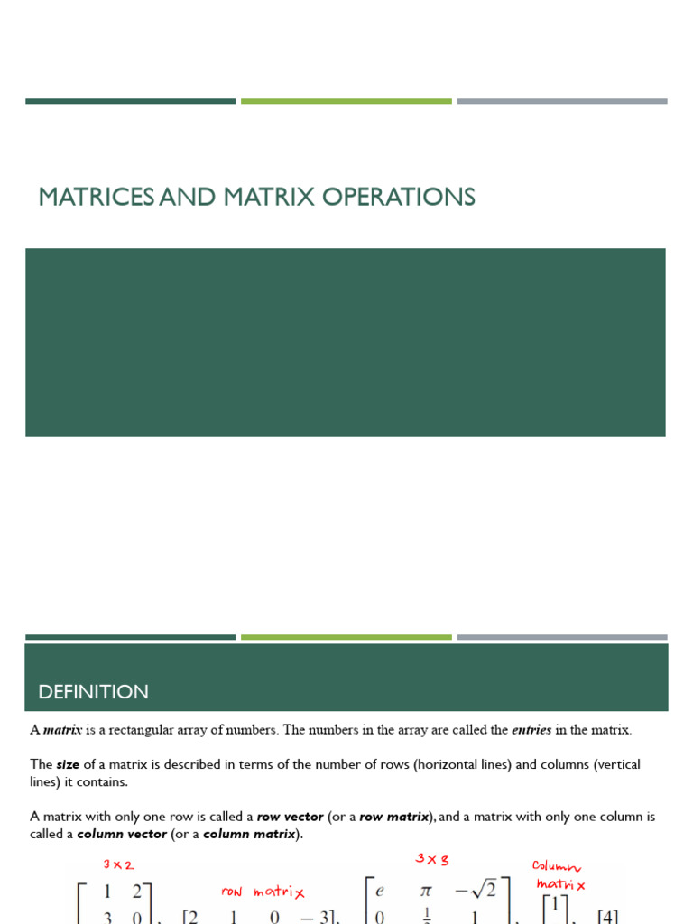 Matrices and Matrix Operations | PDF | Matrix (Mathematics ...