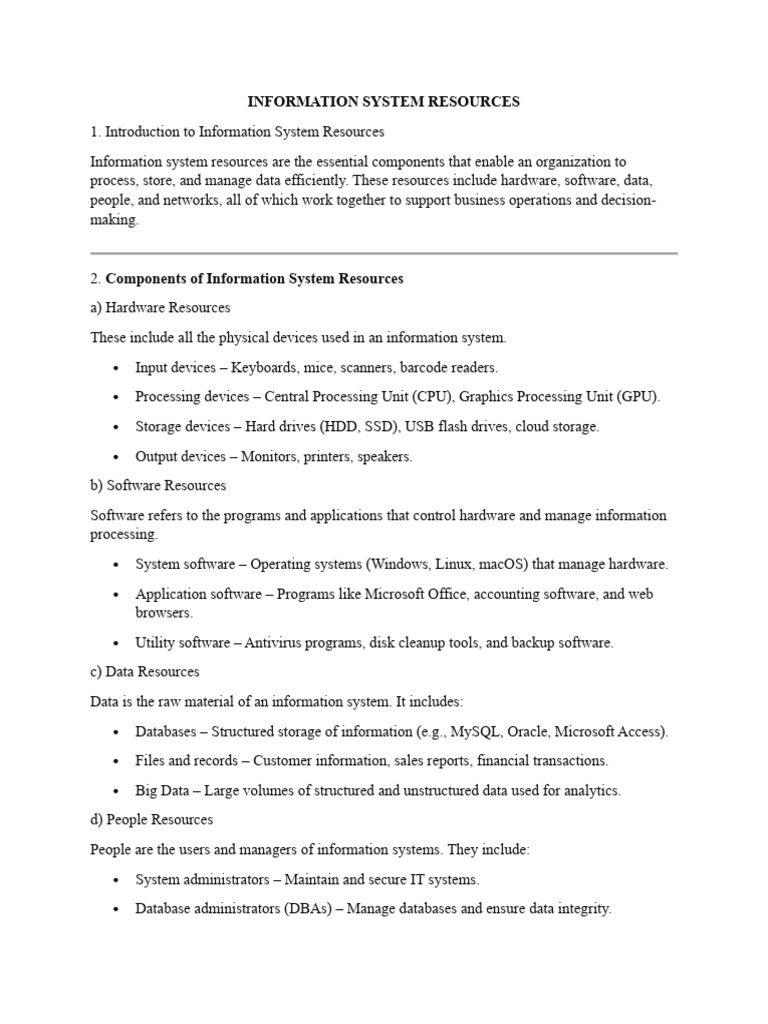 Key Components of Information Systems | PDF | Internet Of Things ...