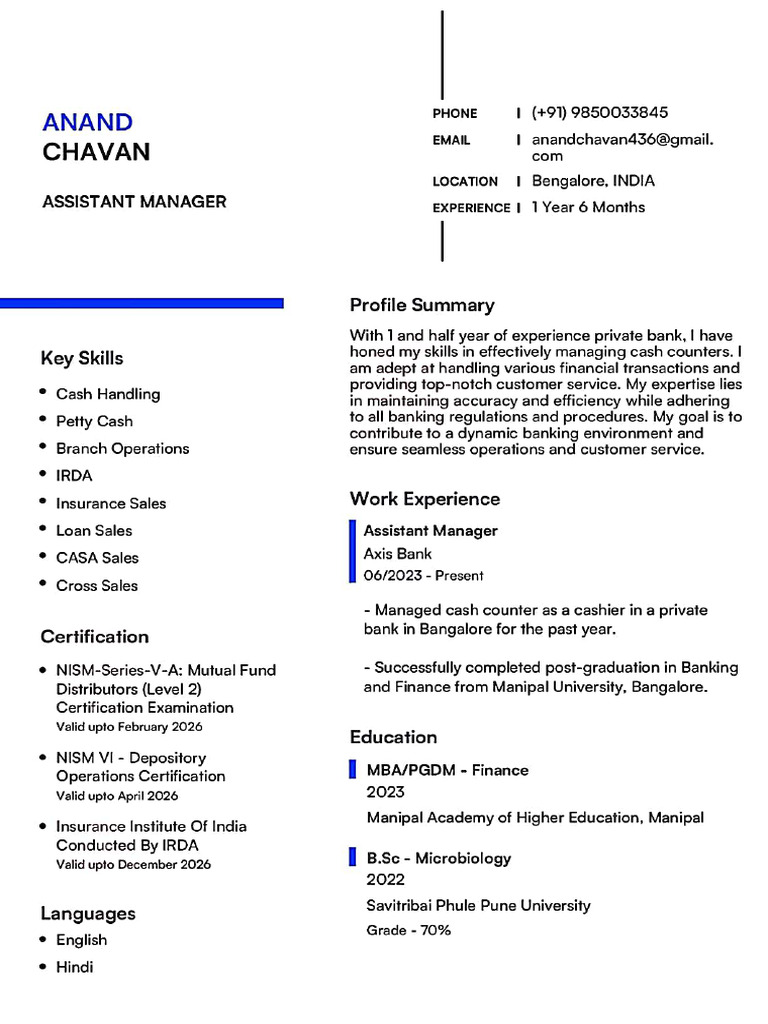Anand Chavan Resume | PDF