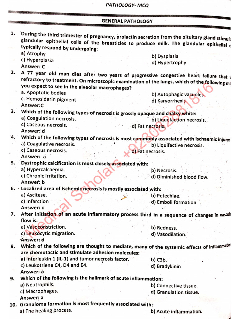 PAST MCQs Patho + Micro | PDF