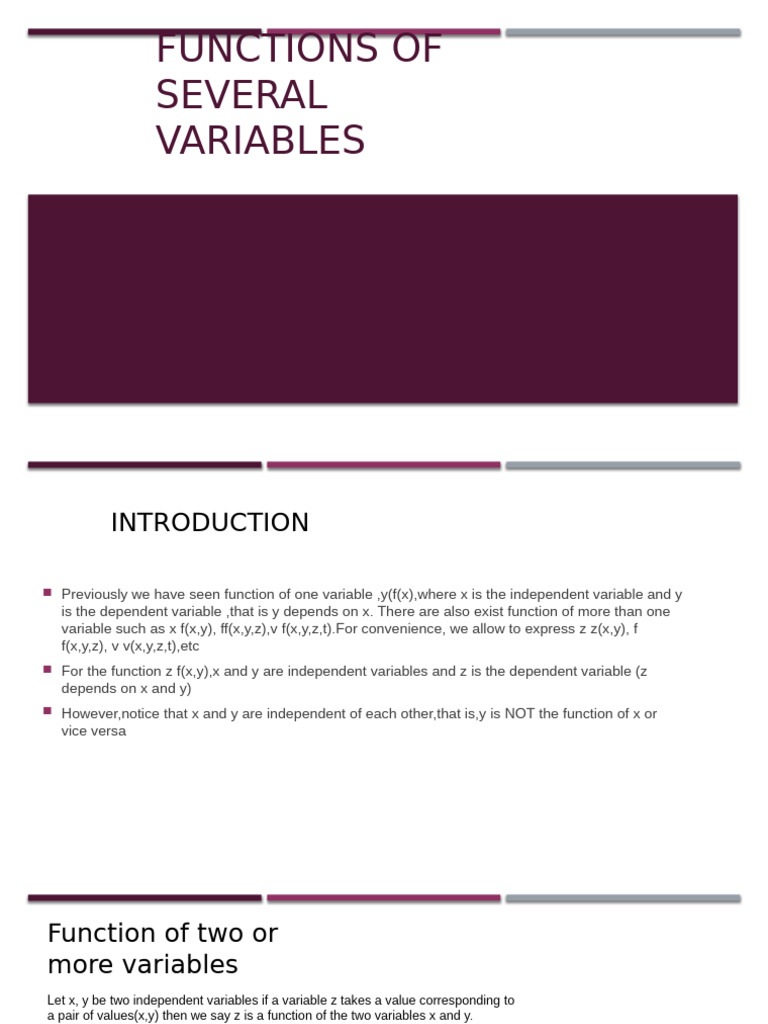 Functions of Several Variables Explained | PDF | Derivative | Function ...