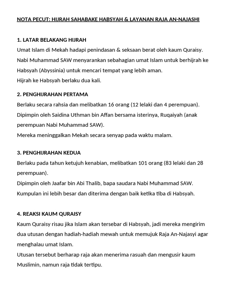 NOTA PECUT sirah tahun 4 | PDF
