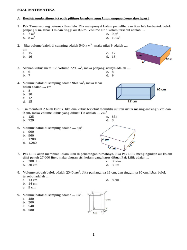Soal Ujian Kelas V Matematika | PDF
