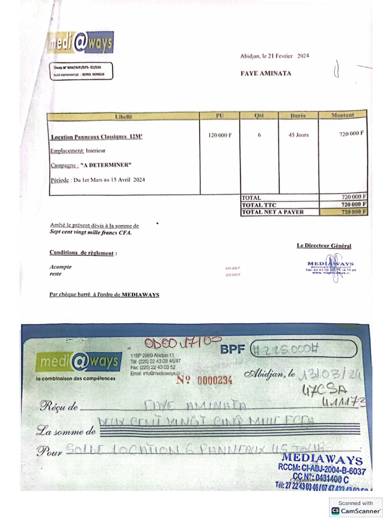 Facture Numéro 0000234 FAYE AMINATA | PDF