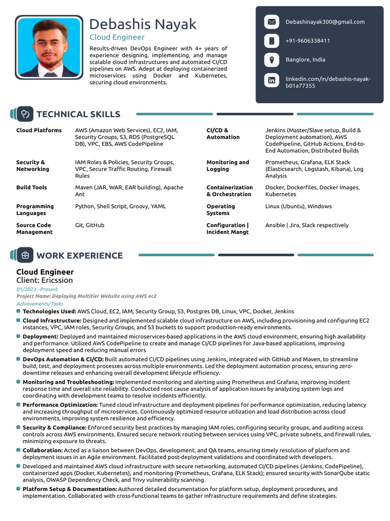 Debashis Nayak's Updated Resume | PDF | Cloud Computing | Amazon Web Services