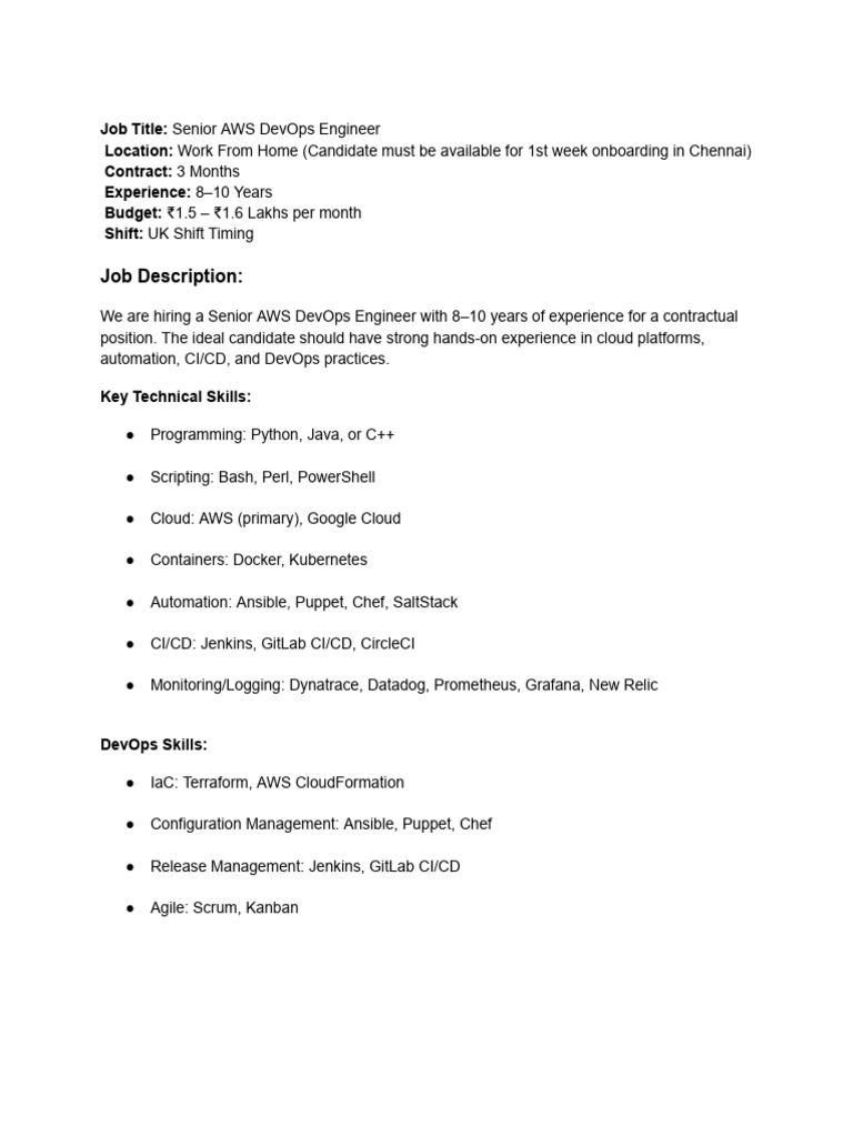 Senior AWS DevOps Engineer | PDF