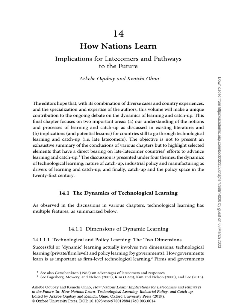 How Nations Learn Implications For Latecomers and | PDF | Industrial ...