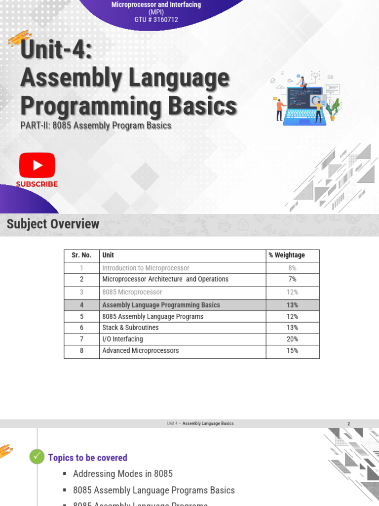 Unit-4 - Assembly Language Programming Basics (Part-2) | PDF | Assembly Language | Computer Science