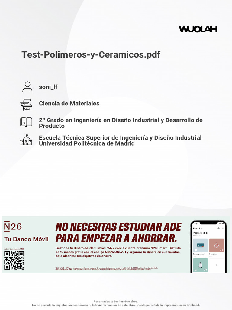 Wuolah Free Test Polimeros y Ceramicos | PDF | Materiales | Ciencias ...