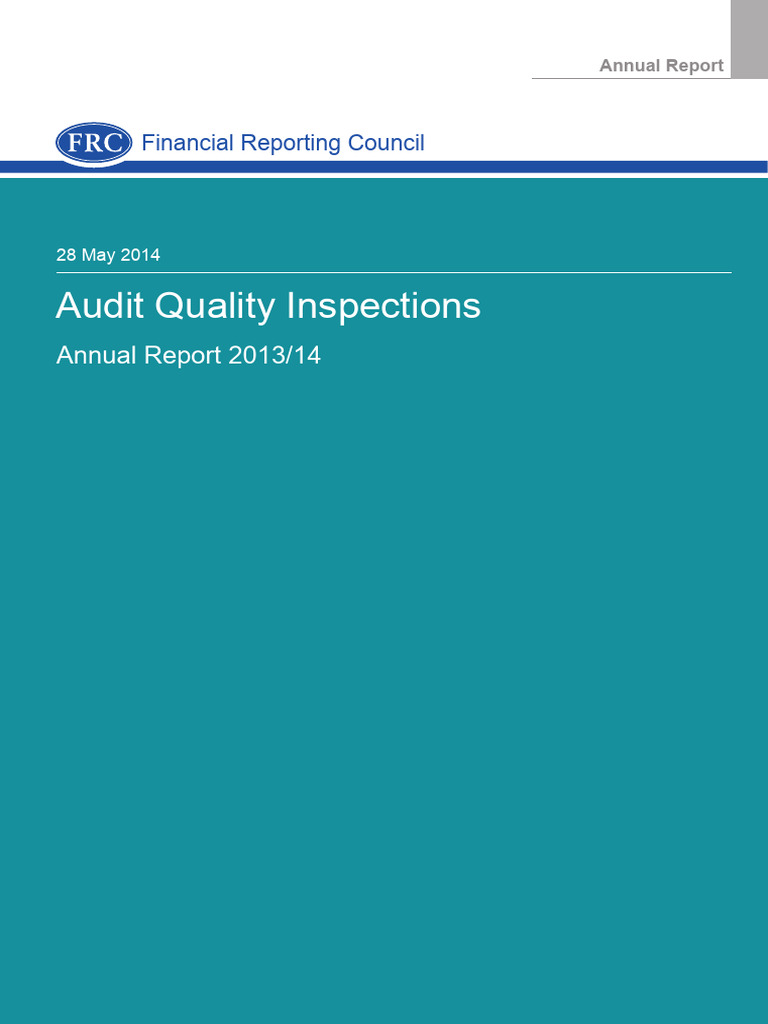 Audit Quality Inspections Annual Report 2013 14 FRC UK | PDF | Audit ...