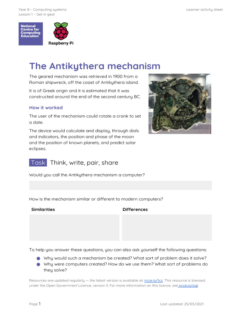 Antikythera Mechanism vs. Modern Computers | PDF