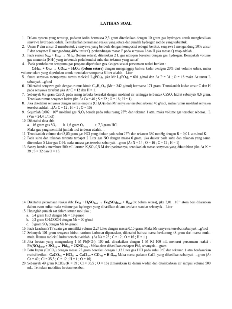 Latihan Soal Pas Genap Kelas X | PDF