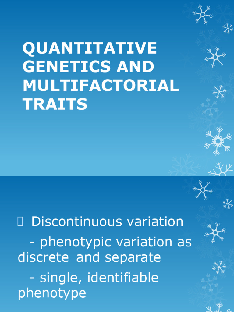 Quantitative Genetics and Multifactorial Traits | PDF | Quantitative Trait Locus | Heritability