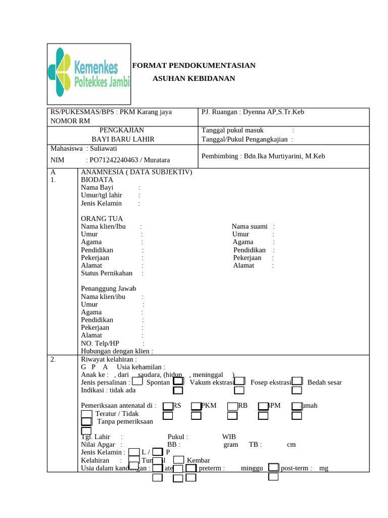 Format Askeb BBL | PDF