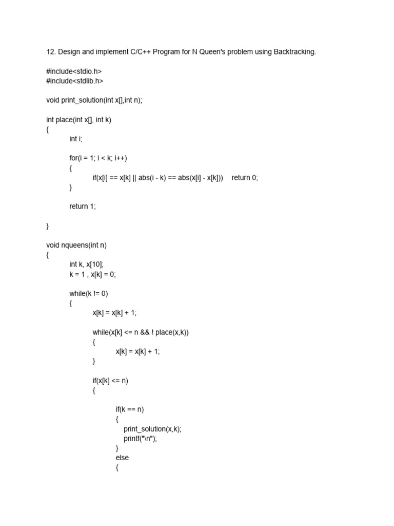 N Queens Problem | PDF