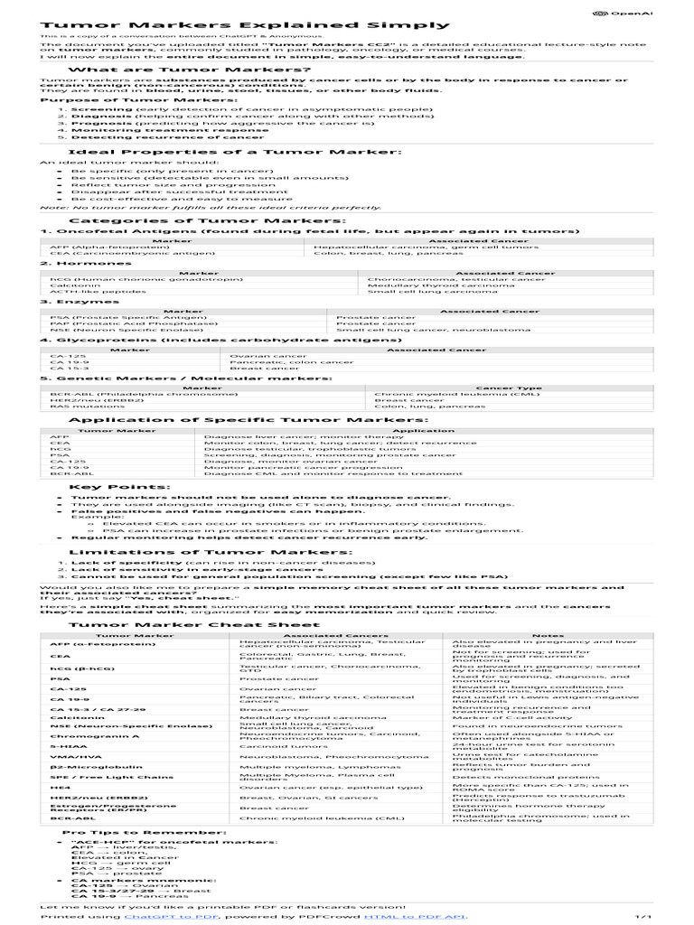 Tumor Markers Explained Simply | PDF | Cancer | Biomarker