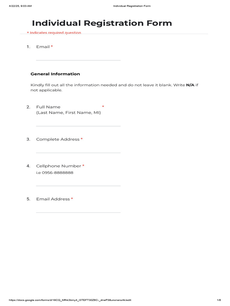 Individual Registration Form. | PDF | Justice | Crime & Violence