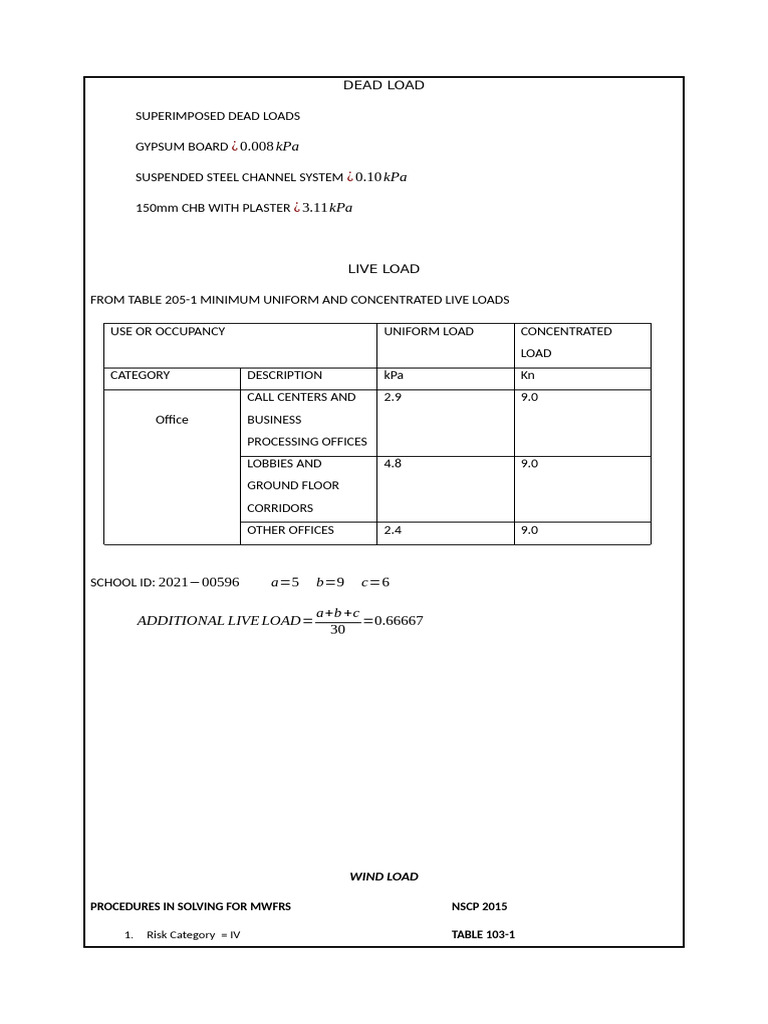 Loadings For Final Plate Using NSCP 2015 (RCD Ce) | PDF | Wound | Structural Engineering