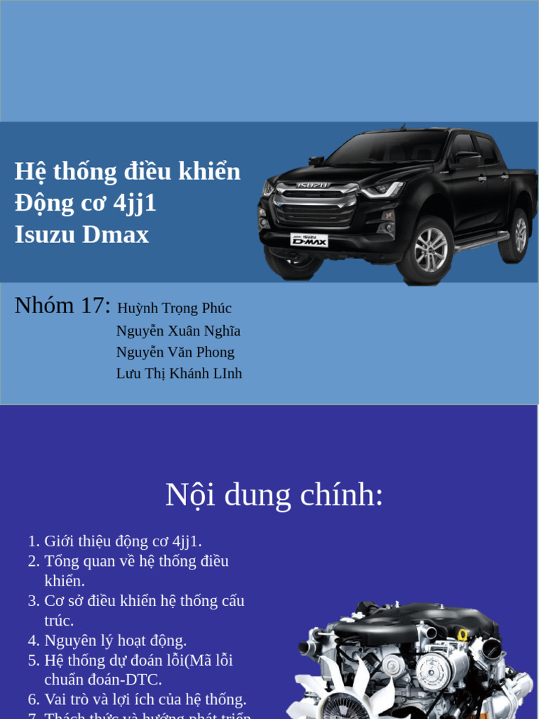 Hệ Thống Điều Khiển Động Cơ 4Jj1 Isuzu Dmax: Huỳnh Trọng Phúc Nguyễn Xuân Nghĩa Nguyễn Văn Phong ...