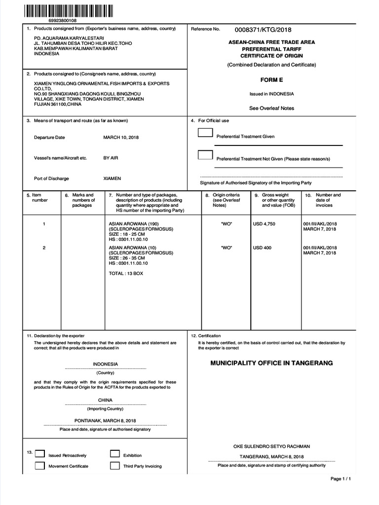 PDF Form e Combined Declaration and Certificate - Compress | PDF | International Relations ...