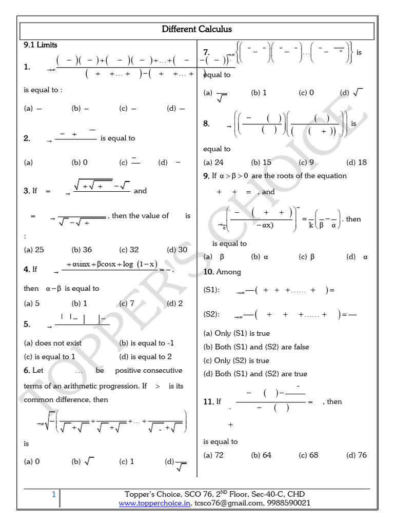 Question Differential Calculas | PDF | Calculus | Functions And Mappings