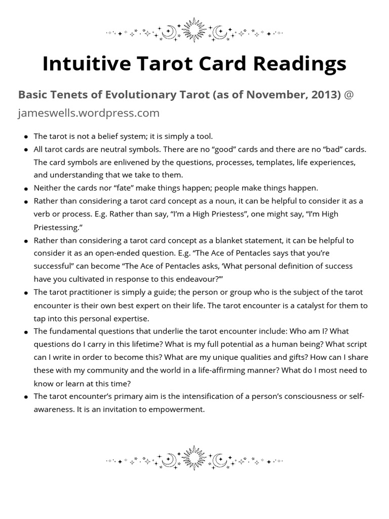 Intuitive Tarot Card Reading | PDF