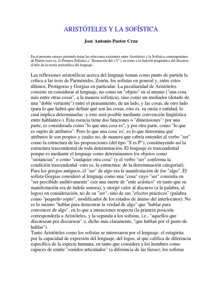 Aristóteles y La Sofística | PDF | Aristóteles | Verdad