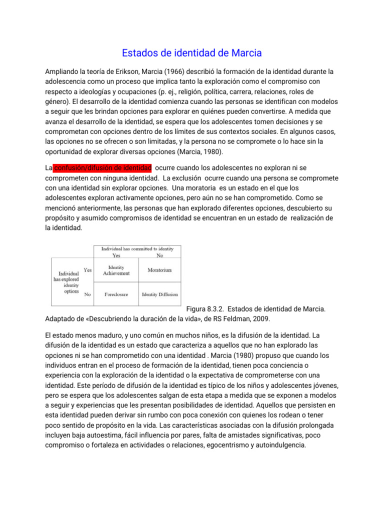 Teoria de La Identidad James | PDF | Adultos | Adolescencia