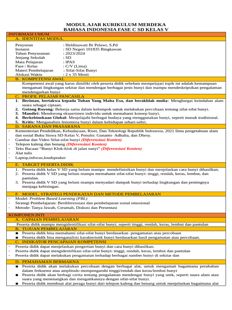 Modul Ajar Kurikulum Merdeka Fix (Autorecovered) | PDF