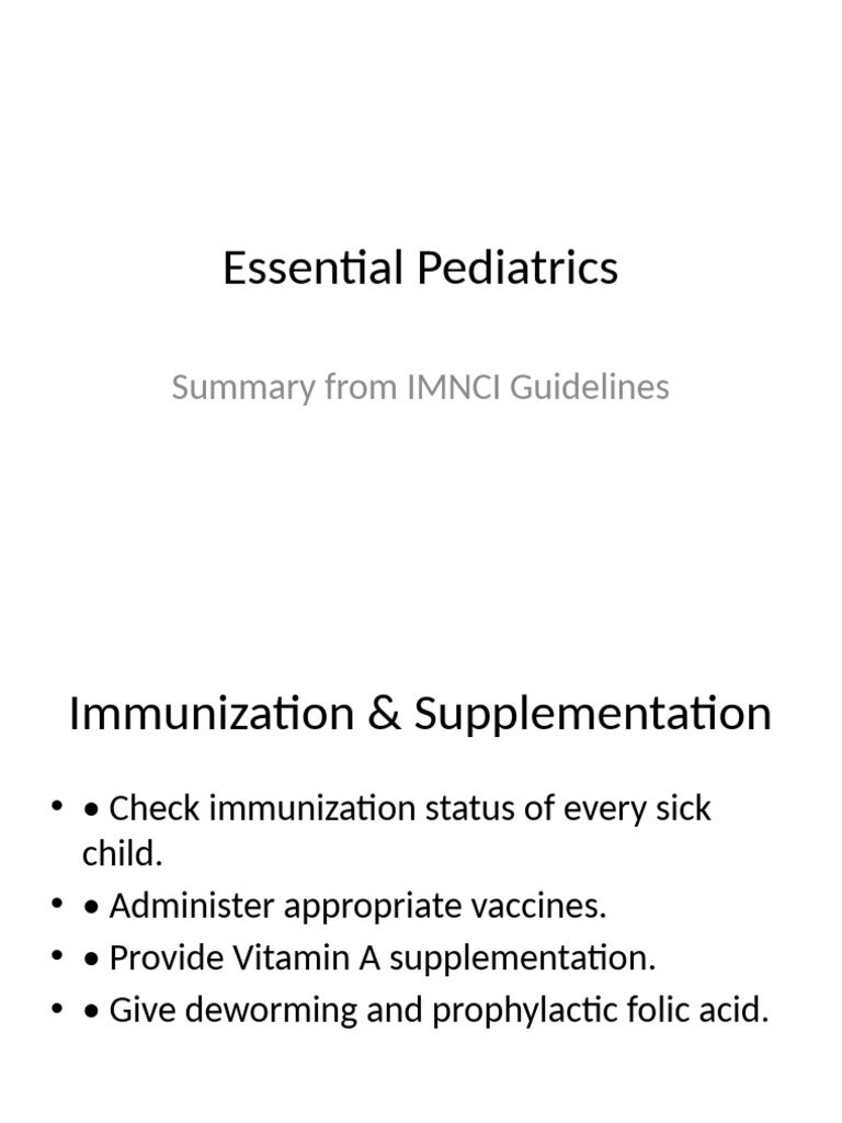 Essential Pediatrics Presentation | PDF