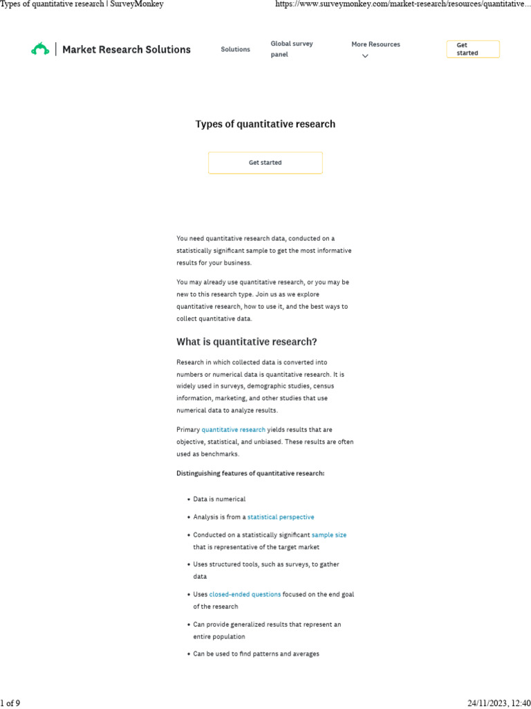 Types of Quantitative Research SurveyMonkey | PDF | Survey Methodology ...