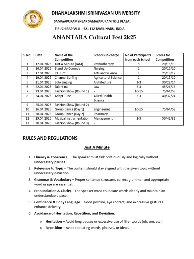 Anantara Cultural Fest 2k25 | PDF | Body Language | Creativity