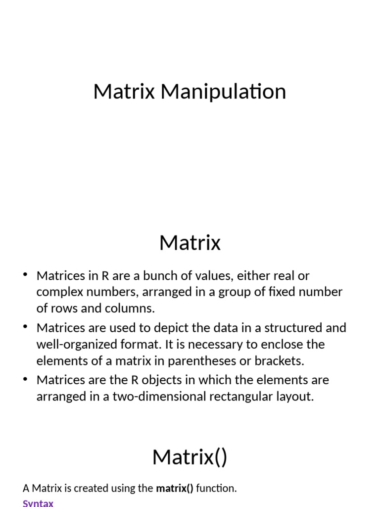 Matrix in R | PDF