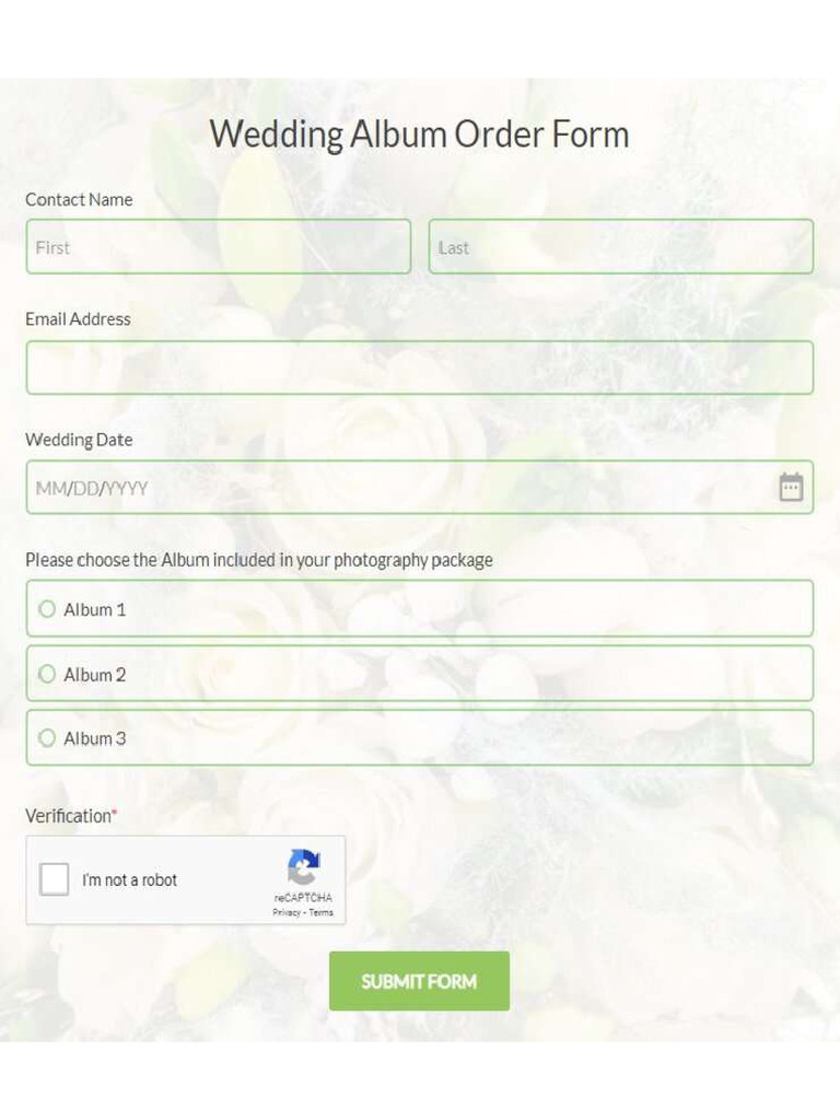 Wedding Album Order Form | PDF