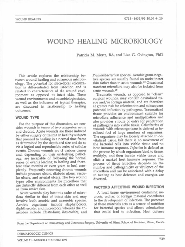 Wound Healing Microbiology - 1993 - Dermatologic Clinics | PDF