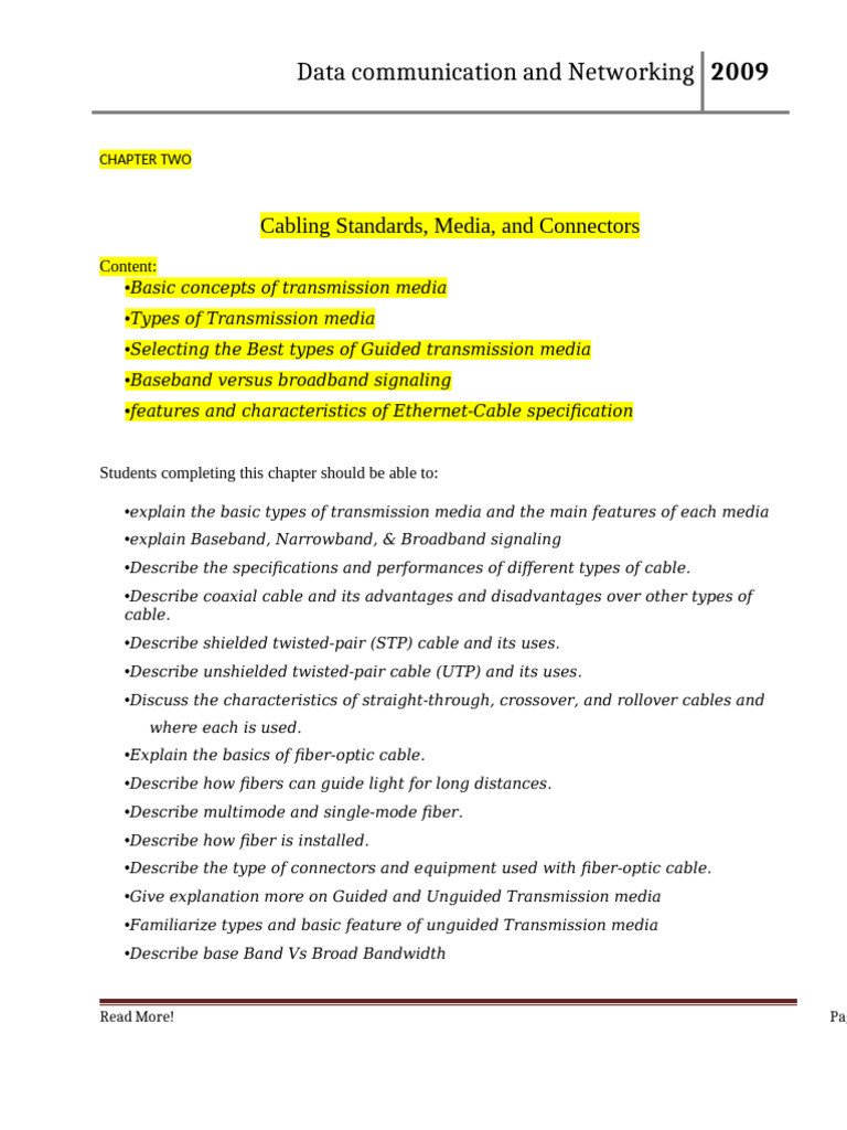 Chapter 2-Transmission Media | PDF | Transmission Medium | Optical Fiber