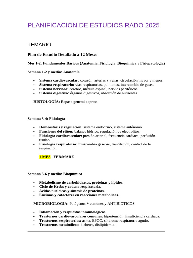 Planificacion de Estudios Rado 2025 | PDF | Aplicación movil | Cáncer