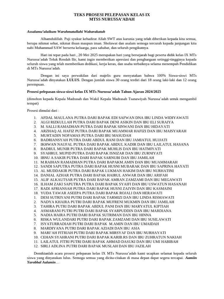 Teks Prosesi Wisuda | PDF