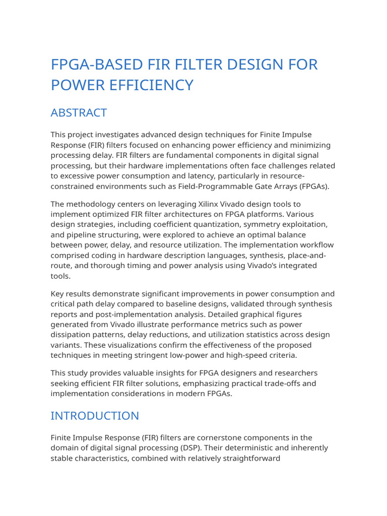 FPGA FIR Filter Optimization Report | PDF | Field Programmable Gate ...