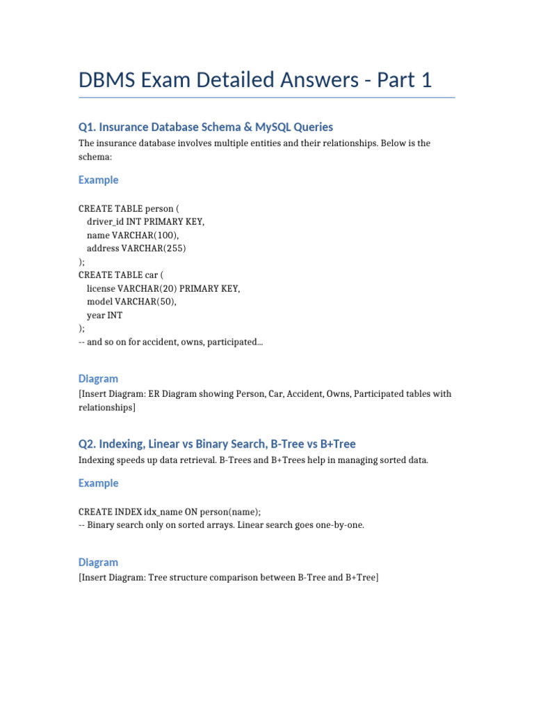 DBMS Exam Answers Part1 | PDF
