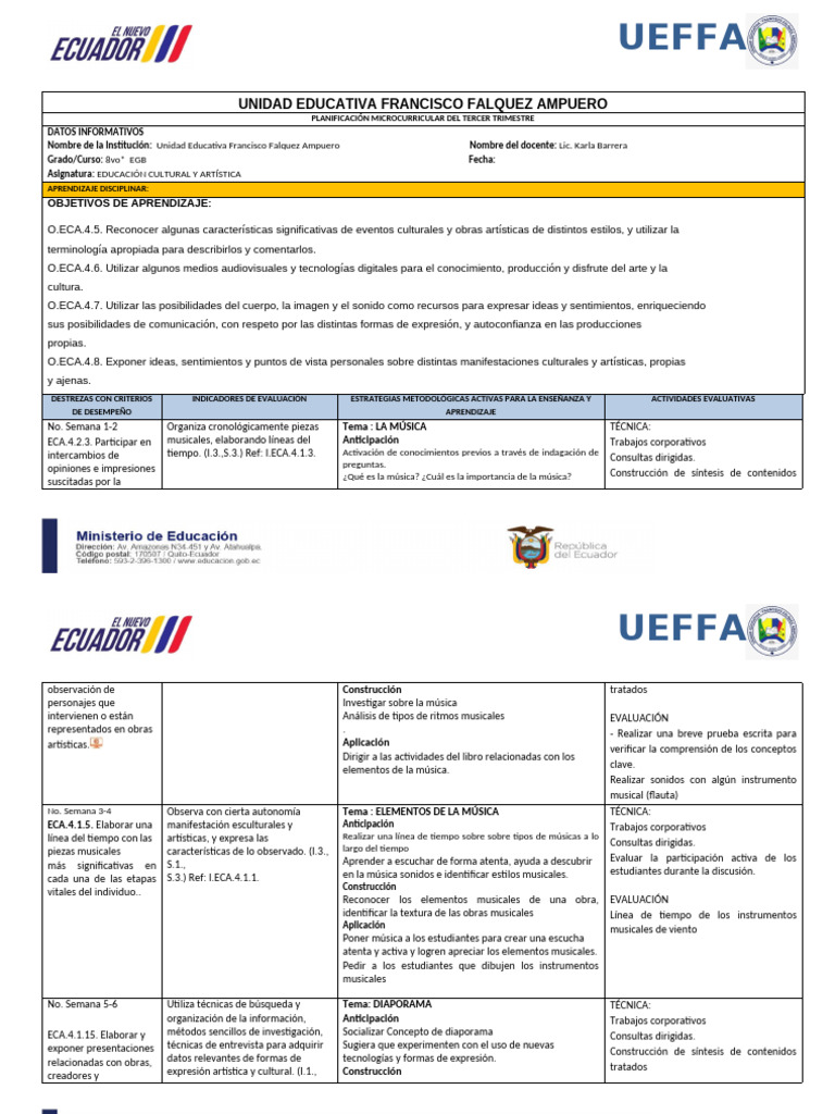 8vo Eca 1er Trimest | PDF | Aprendizaje