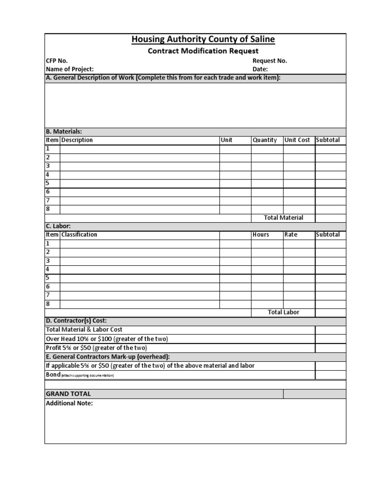 Contract Modification Request | PDF | Law | Computers