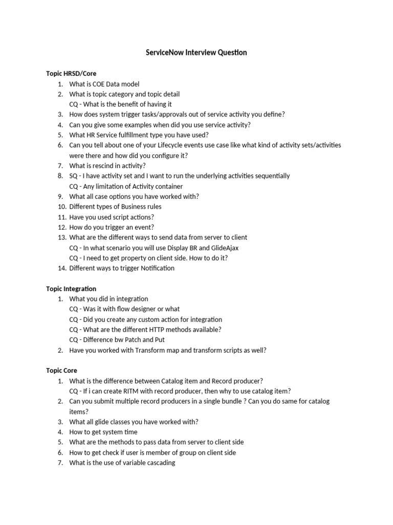 ServiceNow - Interview Questions | PDF | Client–Server Model ...