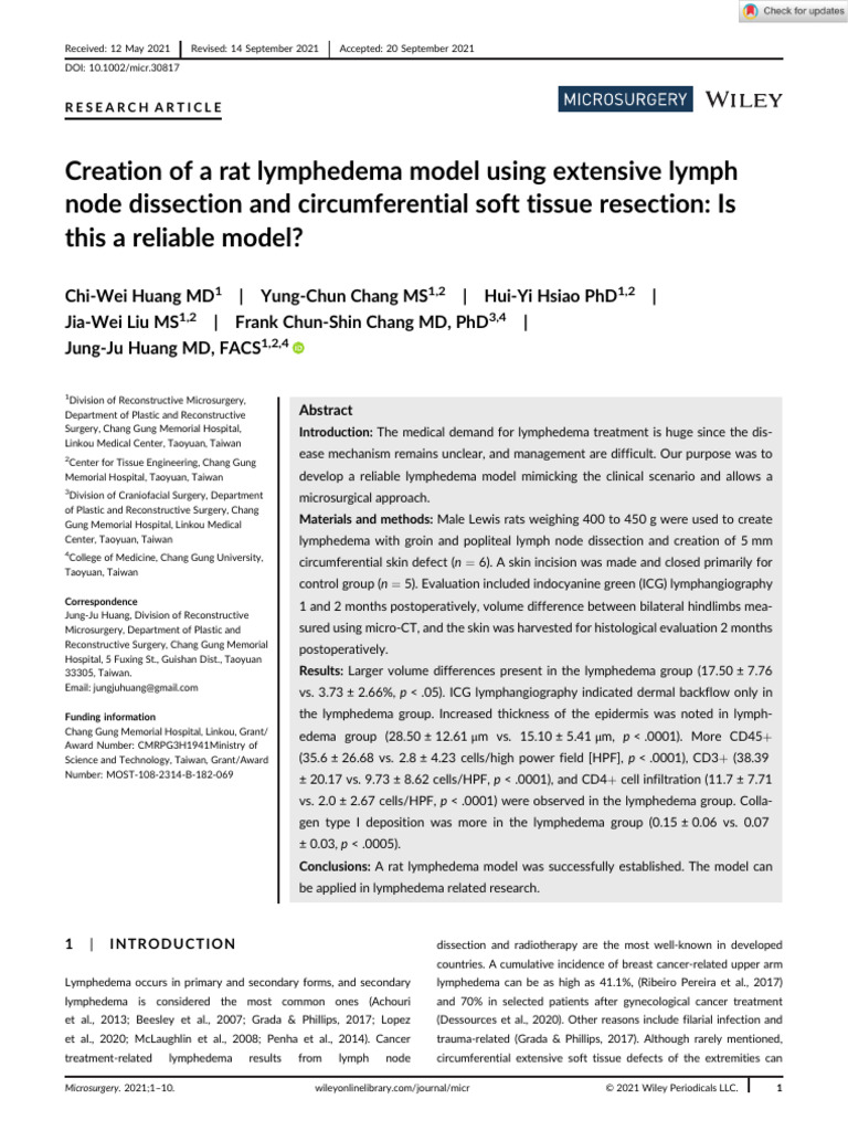 Creating a lymphdema model | PDF | Medical Specialties | Clinical Medicine