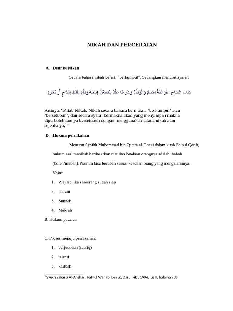 Materi BAB NIKAH YANG PERLU DIAJARKAN | PDF