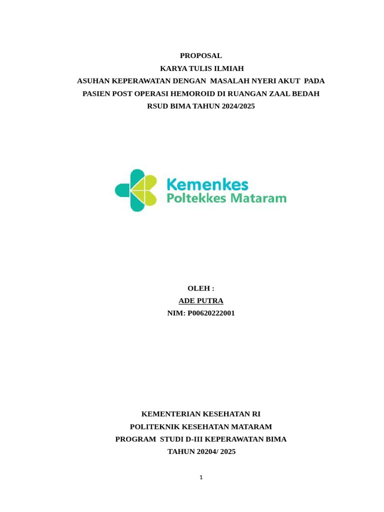 Asuhan Keperawatan Nyeri Hemoroid Pasca Operasi | PDF
