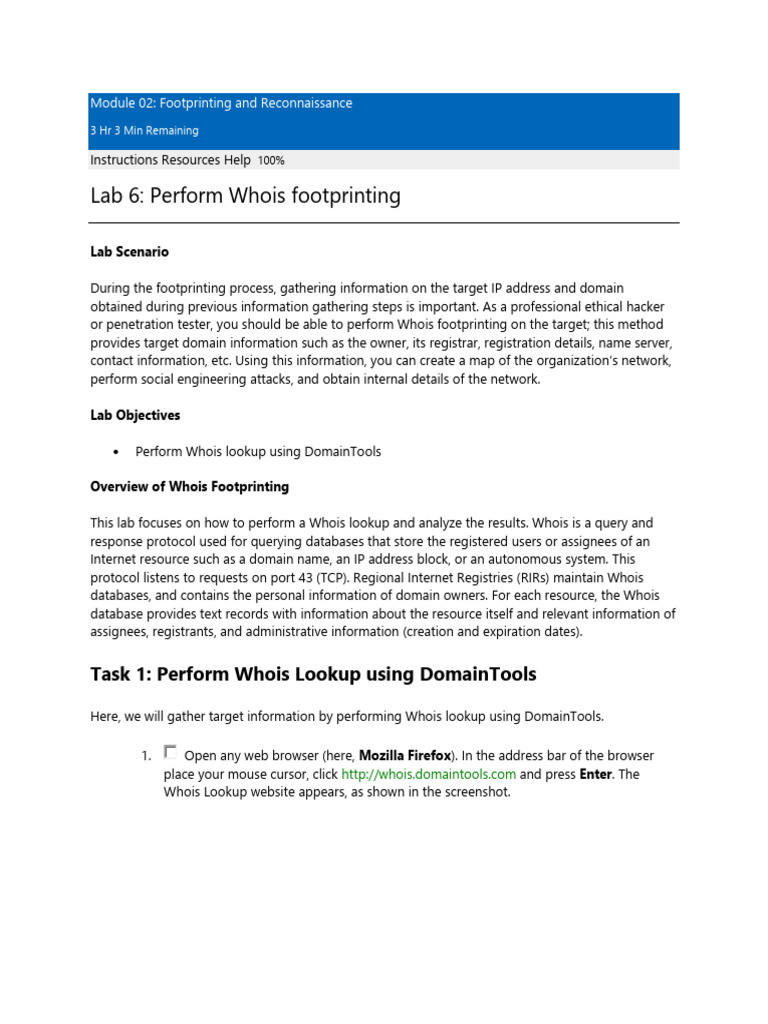 2.7 Perform Whois Footprinting | PDF | Domain Name | Network Protocols