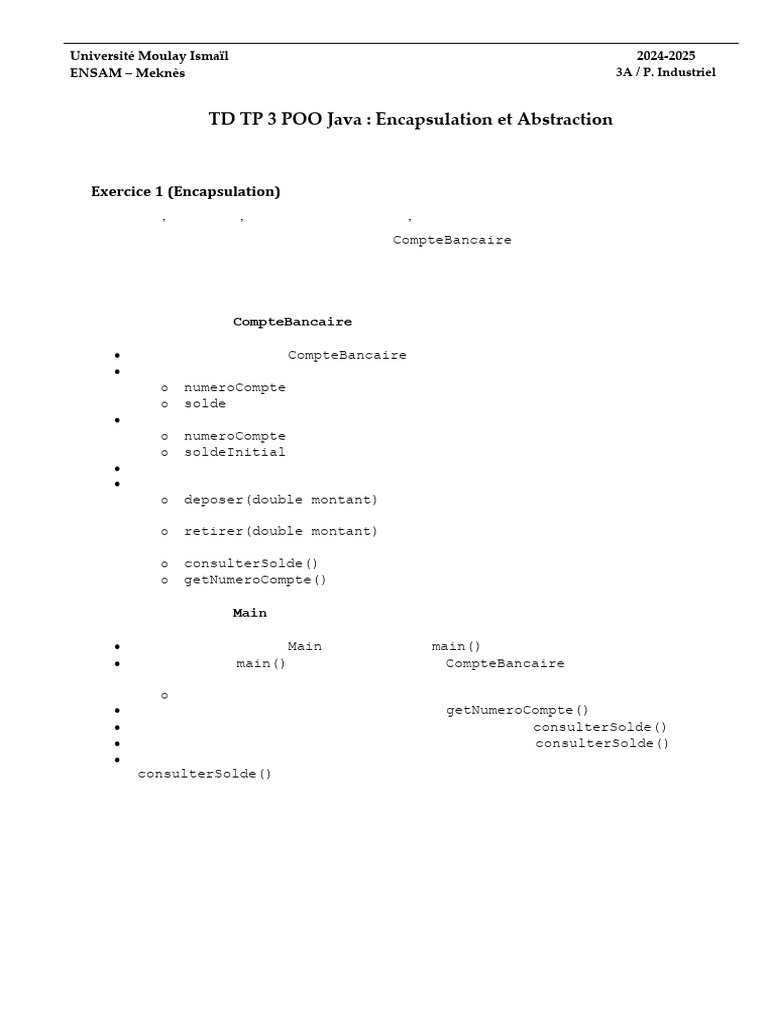 Abstraction et Encapsulation en POO Java | PDF | Interface ...