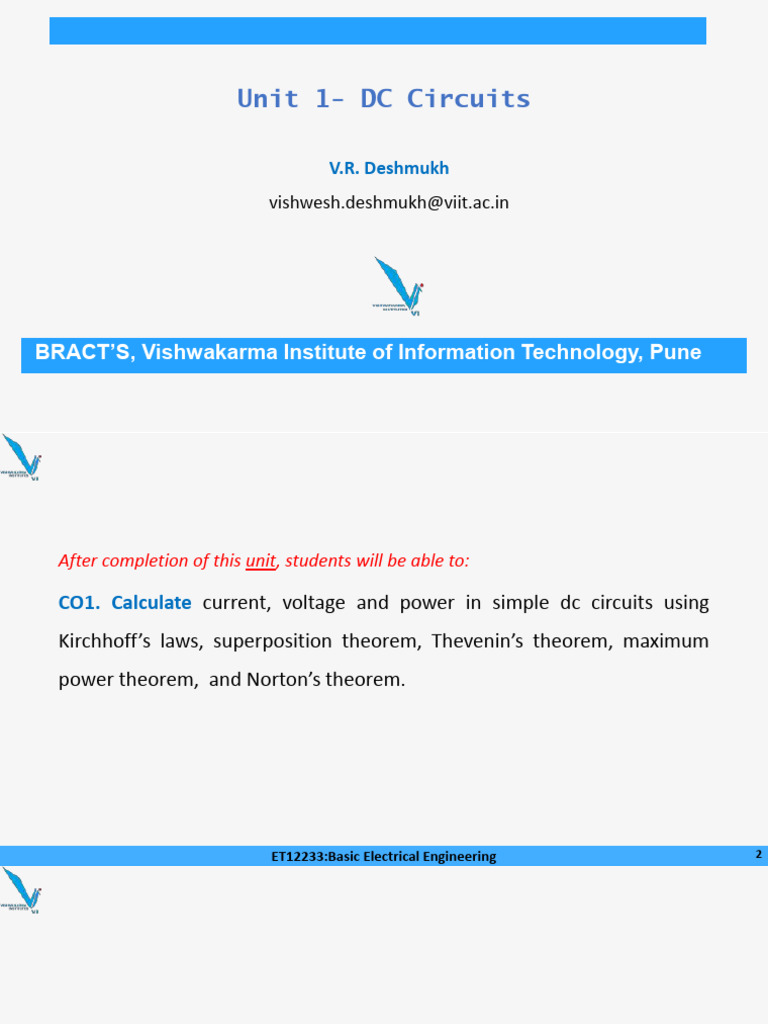 BEE Unit 1 | PDF | Electrical Network | Electronic Engineering