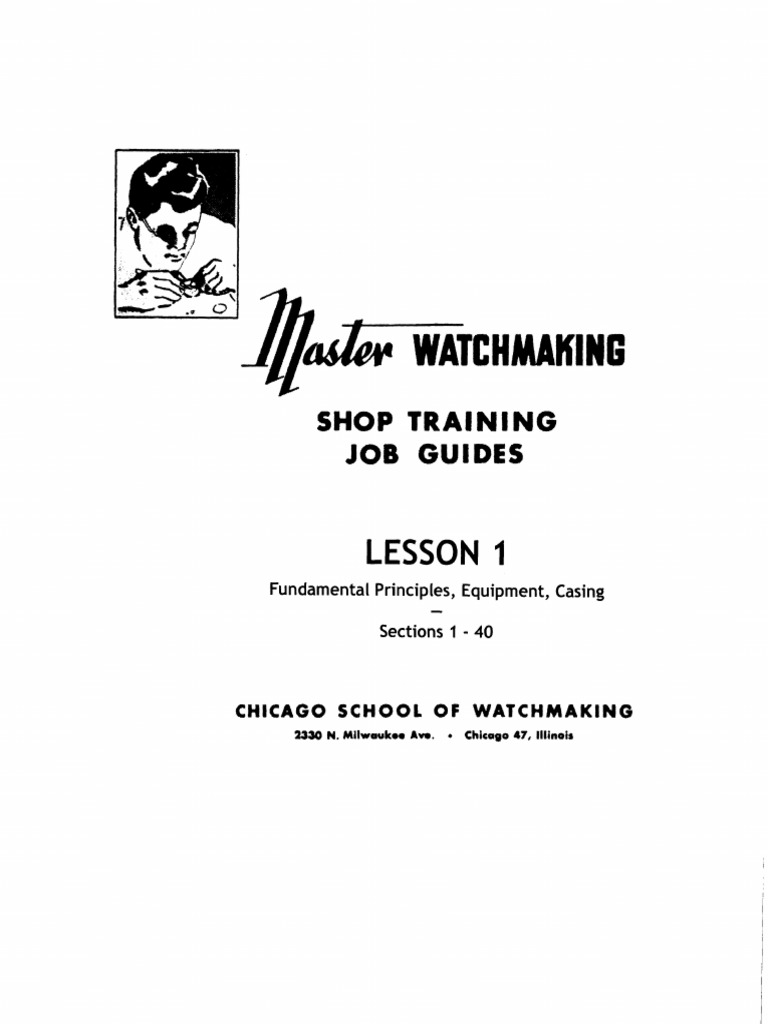 Chicago School of Watchmaking (CSW) - Lesson 01 - Fundamental ...